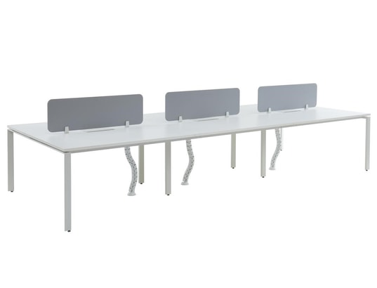 Bureau bench 6 personnes - blanc - l140 cm - avec séparateurs ...
