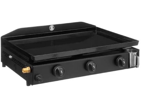 Plancha à gaz, plancha à 3 feux en métal coloris noir PEGANE