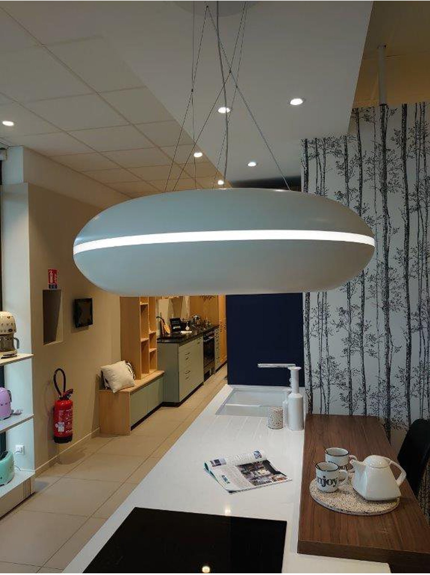 Hotte decorative ilot FALMEC Ilot Loop Acier brossé, Diamètre 74.2cm ...