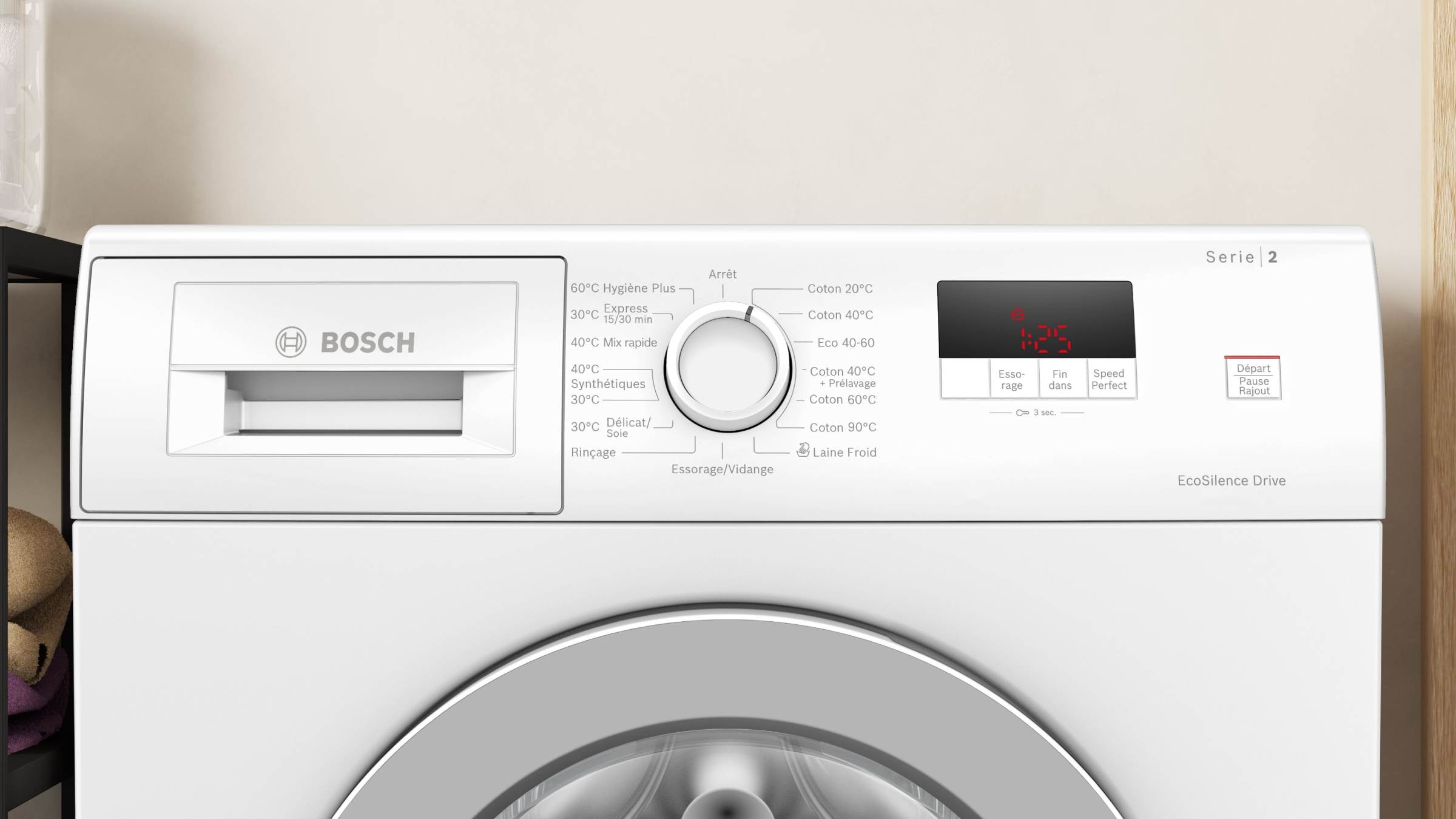 Lave linge Frontal BOSCH WAJ24037FR, Série 2, EcoSilence Drive Pas Cher - UBALDI.com