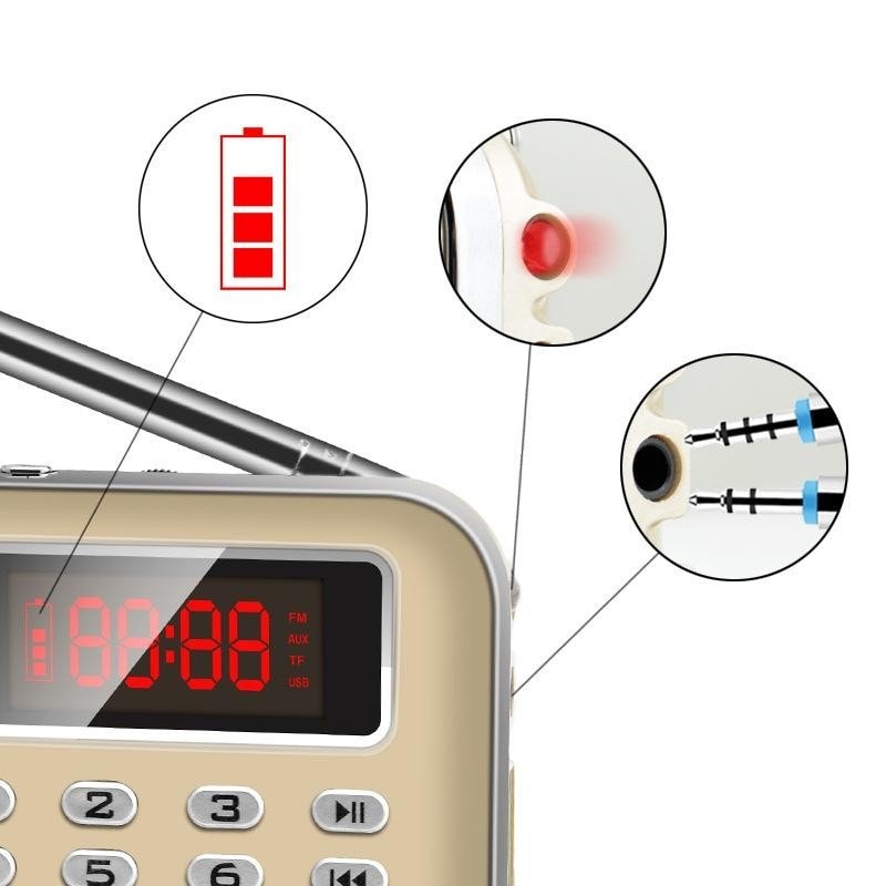 Mini poste radio fm am lecteur mp3 micro sd rechargeable or yonis YONIS ...