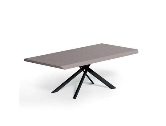 Table 4x4 fisso en ciment gris et piétement métal noir mat INSIDE75