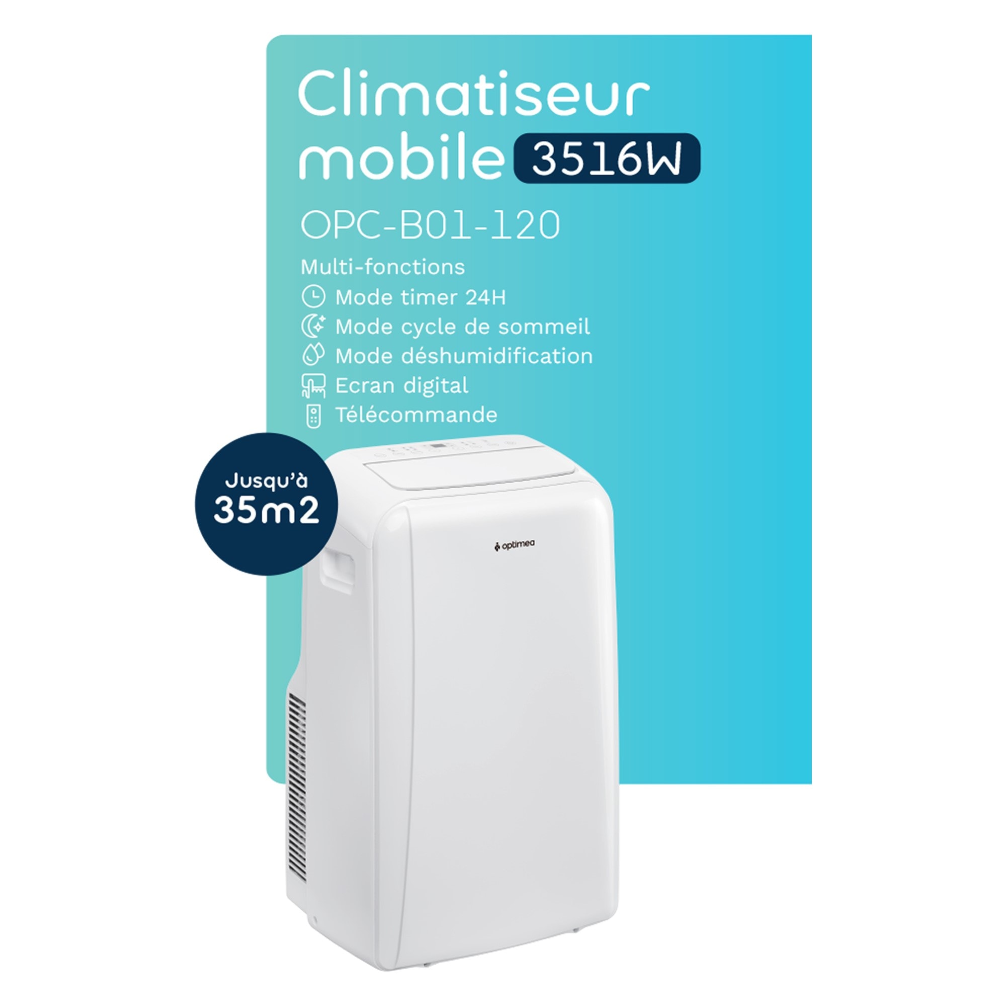Climatiseur mobile optimea opc-b01-120 3500 watt OPTIMEA
