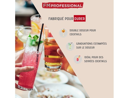 Doseur alcool pour cocktail 5 cl et 3 cl en inox fm professional ...