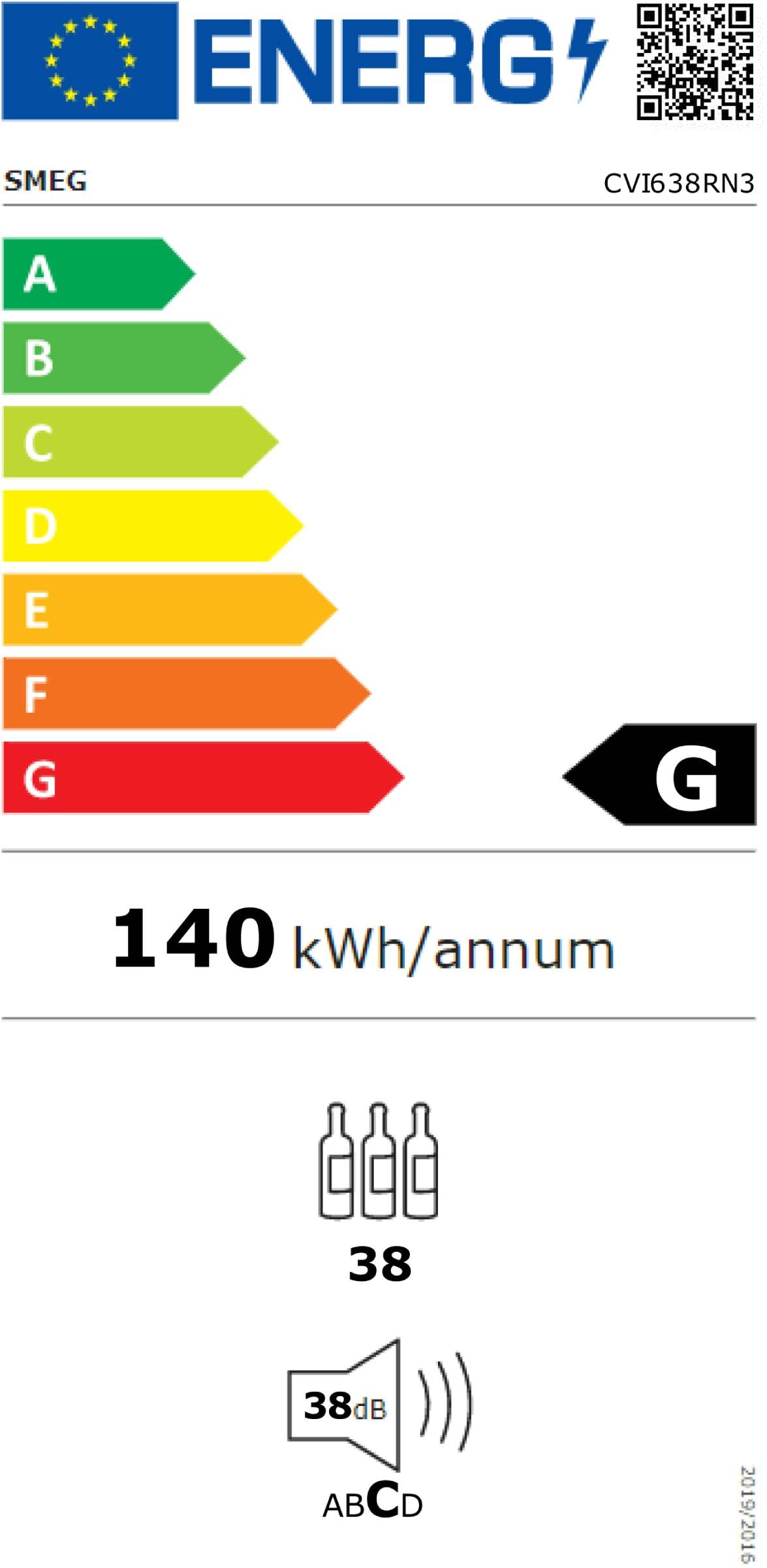 Cave à vin encastrable de service SMEG CVI638RN3, Sous plan , 38 ...