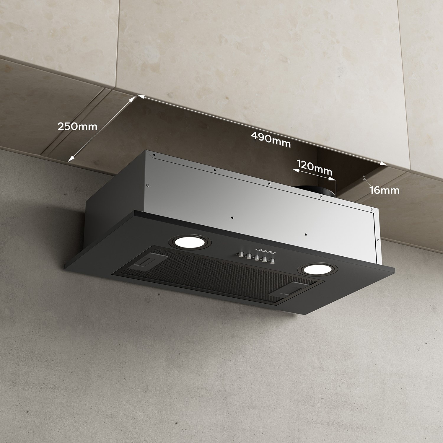 Ciarra hotte intégrée groupe filtrant 300m3/h recyclage ou evacuation ...