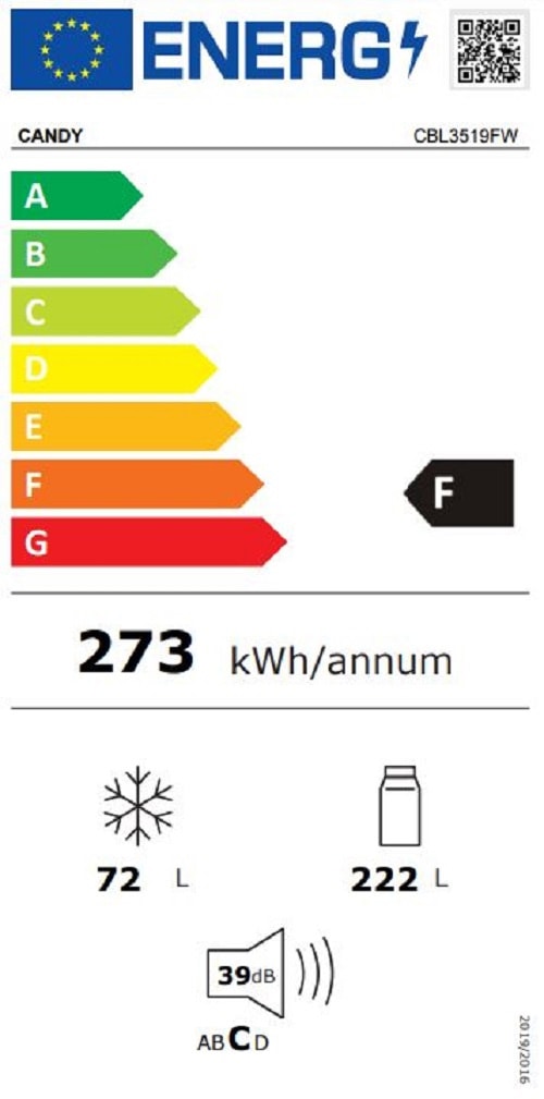 Réfrigérateur congélateur encastrable CANDY CBL3519FW, 295 litres ...