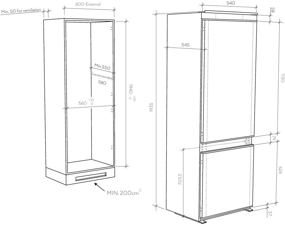 Réfrigérateur congélateur encastrable CANDY CBL3519FW, 295 litres ...