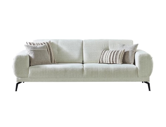 Canapé 3 places en tissu texturé ivoire letini VENTE-UNIQUE