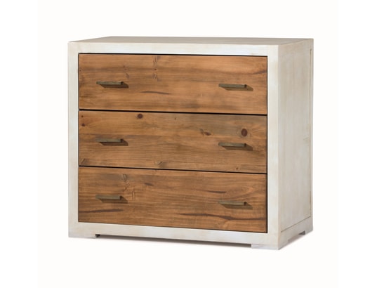 Commode, meuble de rangement en pin massif coloris naturel, blanc PEGANE