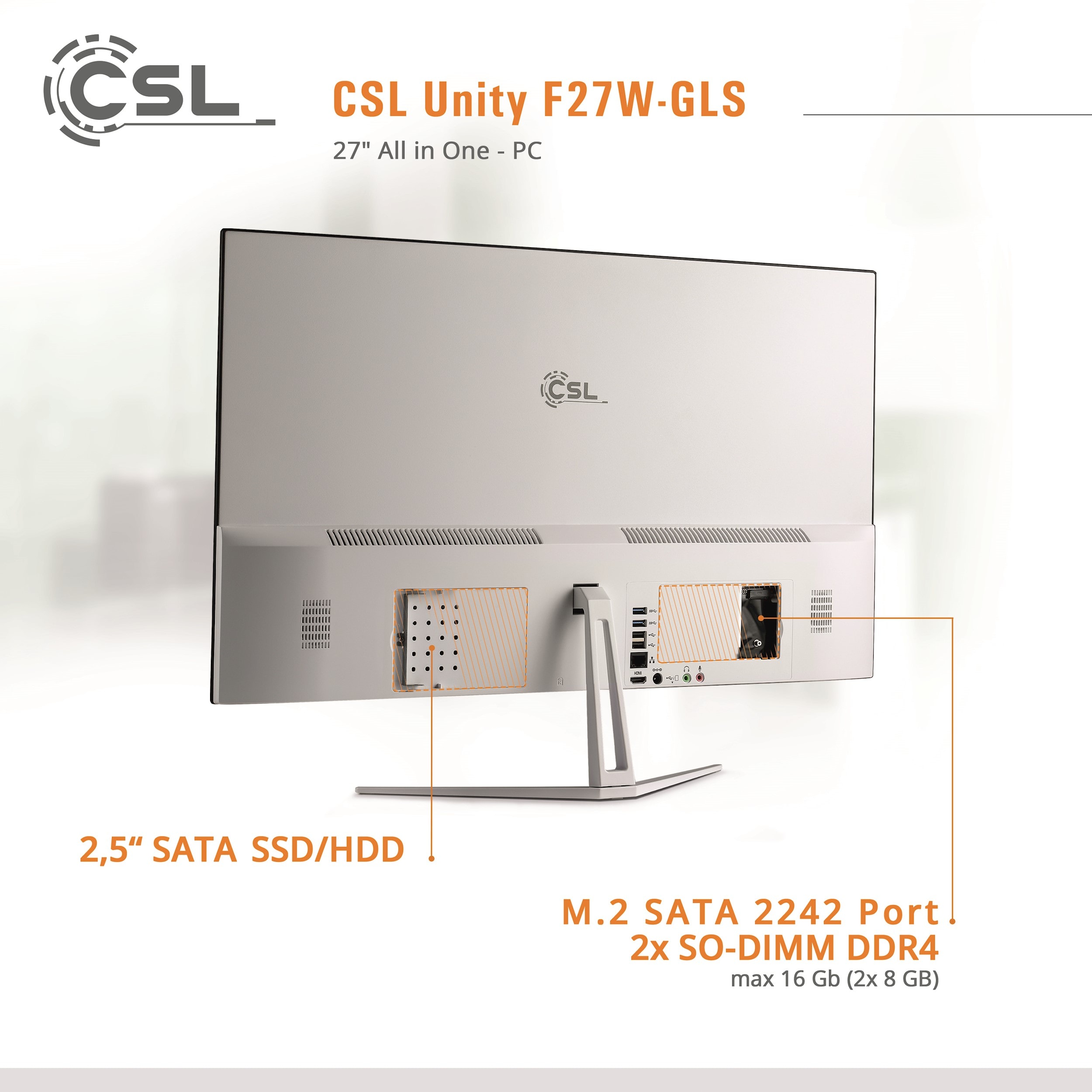 Pc tout-en-un csl unity f27w-gls / 1000 go / 16 go ram / win11 famille ...