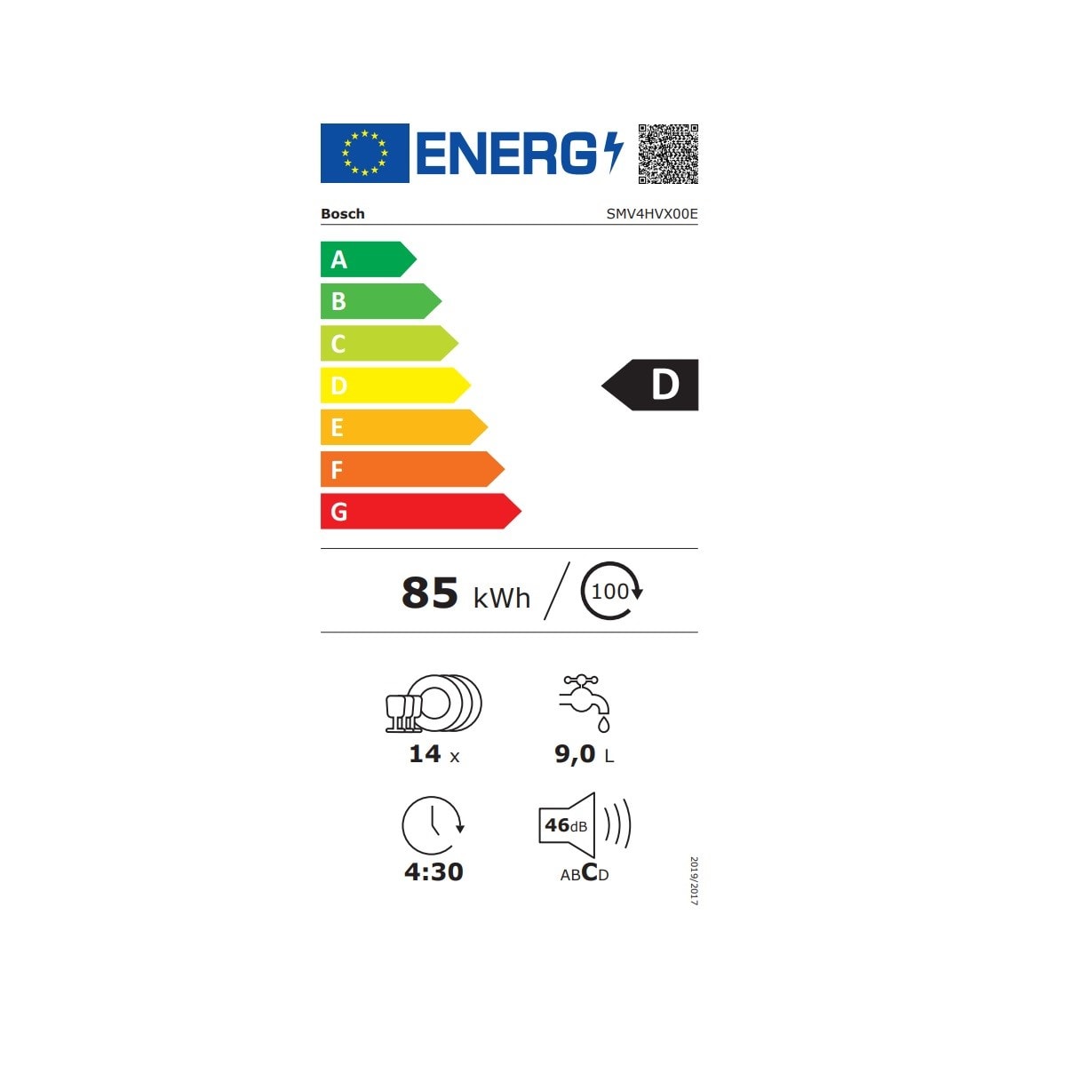 BOSCH - Lave-vaisselle 60cm 14 couverts 46db blanc smv4hvx00e BOSCH ...
