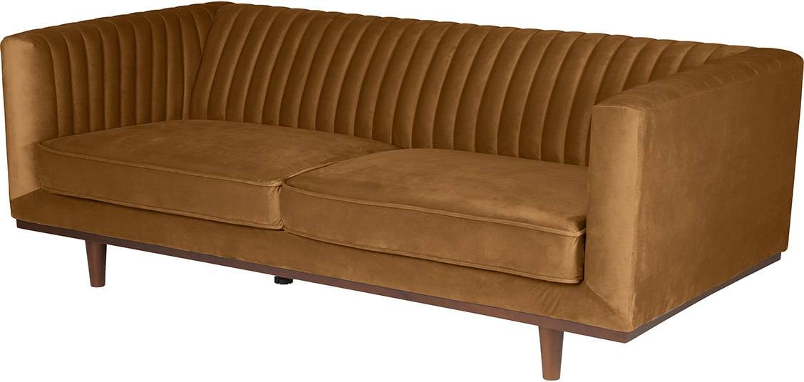 Canapé tissu PRO LIVING Canapé Dan 3 places Velours caramel Pas Cher ...