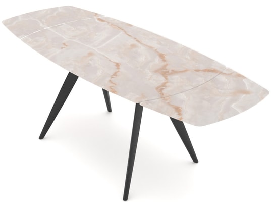 Table de salle à manger SEDIT Table Elica Extensible 130-200 plateau verre beige Pas Cher ...