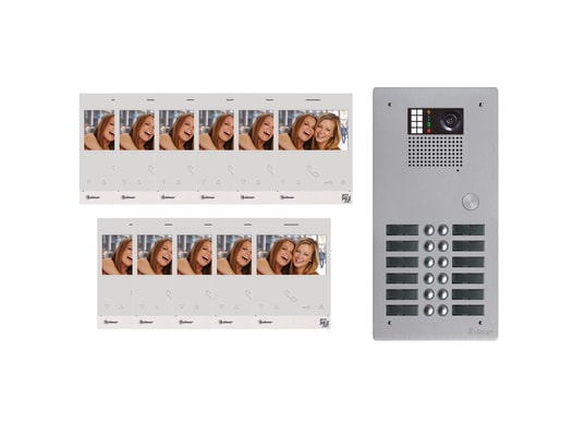Kit interphone vidéo collectif bus 2 fils g2p 11 appels GOLMAR