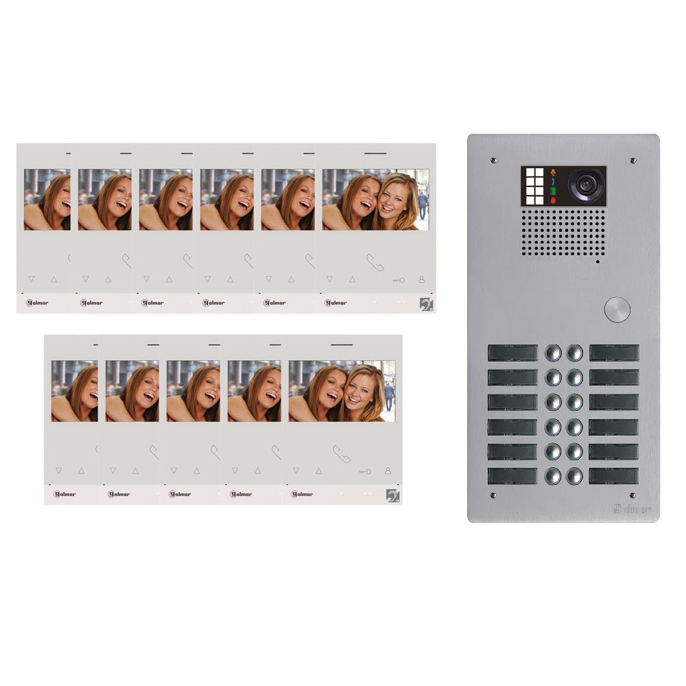 Kit interphone vidéo collectif bus 2 fils g2p 11 appels GOLMAR