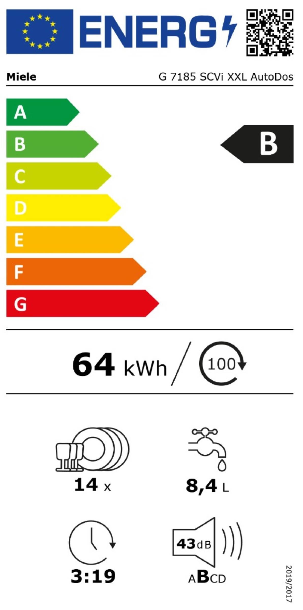 MIELE G 7185 SCVi XXL, 14 couverts, 10 prog, AutoDose - Lave vaisselle ...