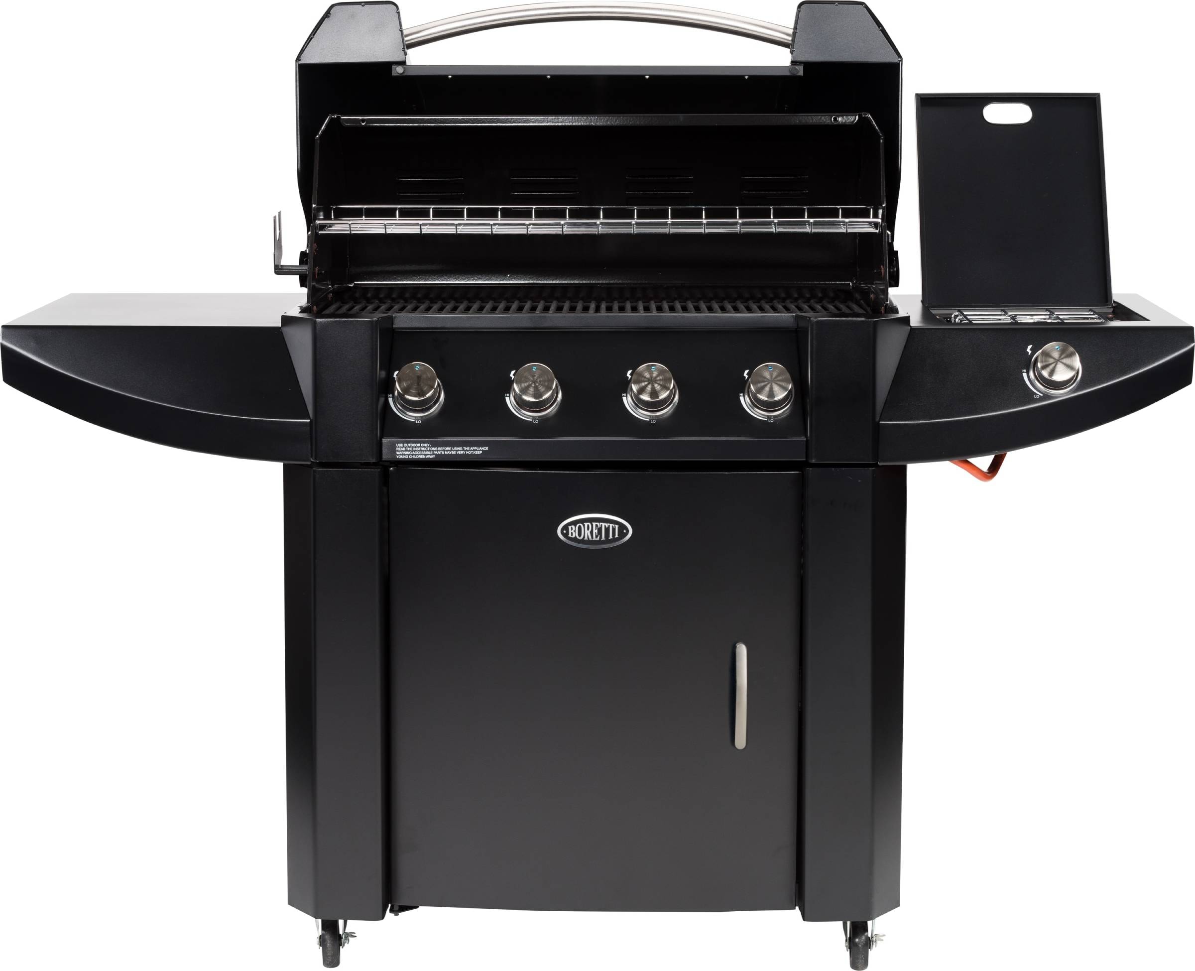 Barbecue gaz BORETTI Robusto, 4 brûleurs + 1 latéral, grille en fonte ...