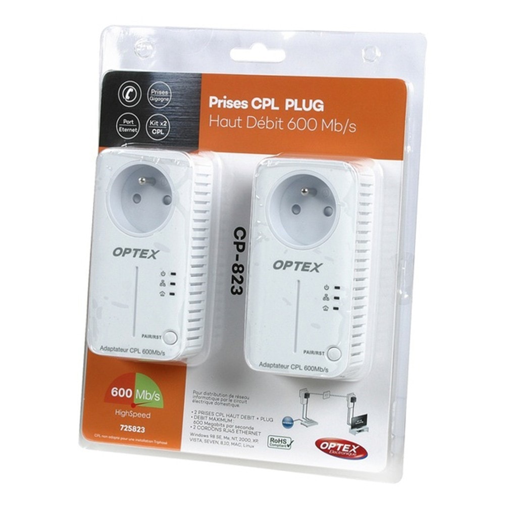 Pack 2 prises adaptateurs cpl 600 mbps plug internet - signal réseau ...