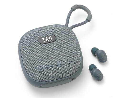 Mini enceinte bluetooth 2 en 1 avec écouteurs tws autonomie longue portée 10m grey yonis YONIS ...