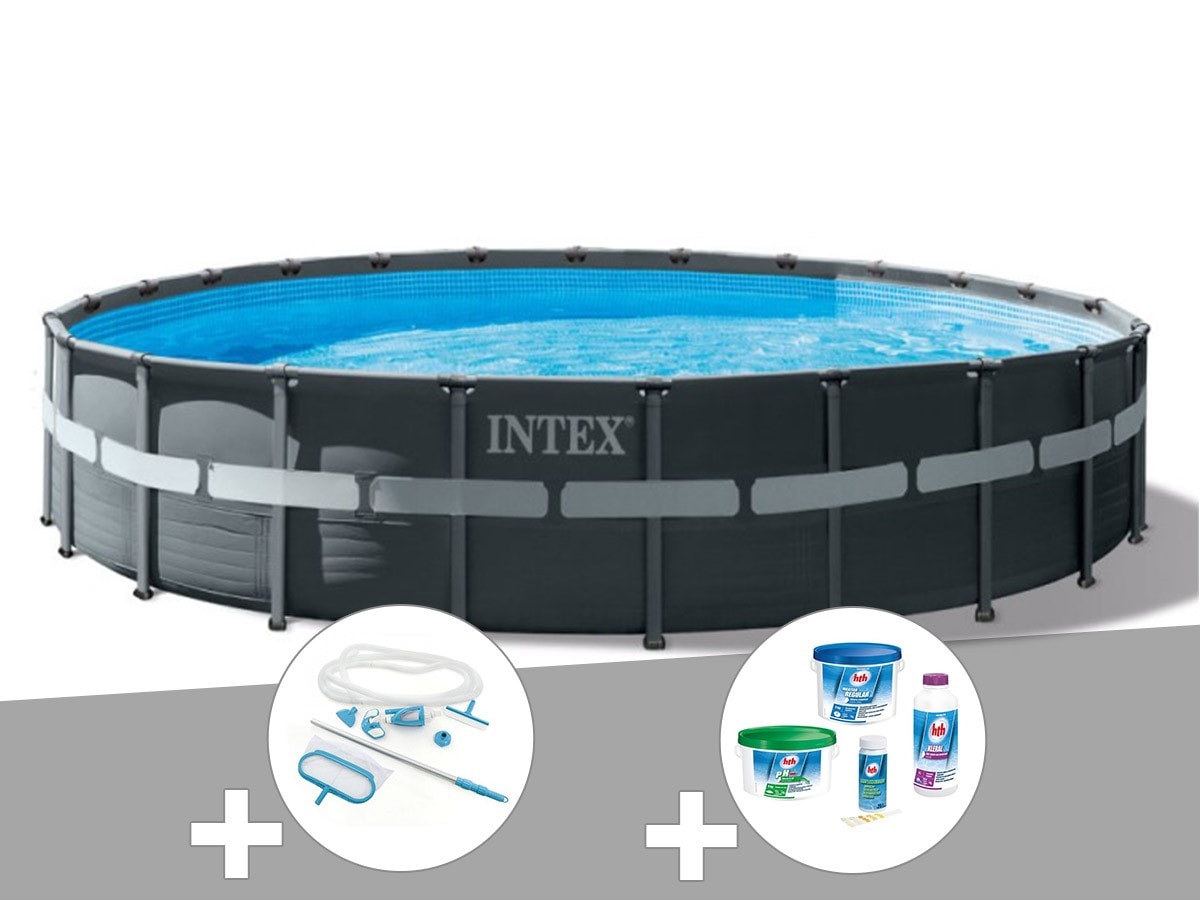 Kit piscine tubulaire intex ultra xtr frame ronde 7,32 x 1,32 m + kit d ...