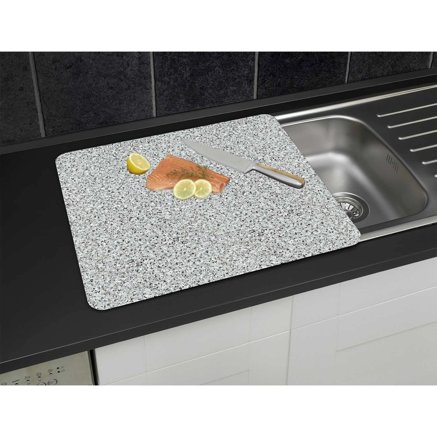 Plaque de cuisine multi-usages en verre avec effet granite - 56 x 50 cm ...