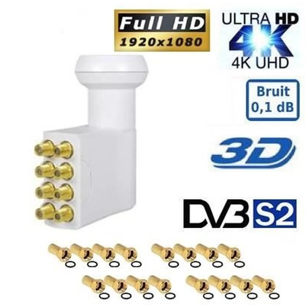 Lnb octo pl-8, 0.1db, high gain 60db tête parabole 8 sorties ...