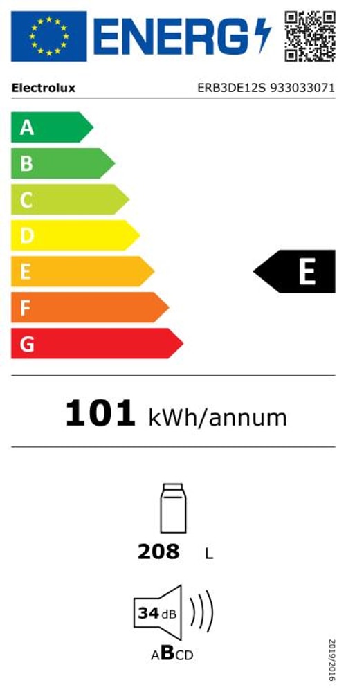 Réfrigérateur encastrable 1 porte ELECTROLUX ERB3DE12S, 208 litres ...