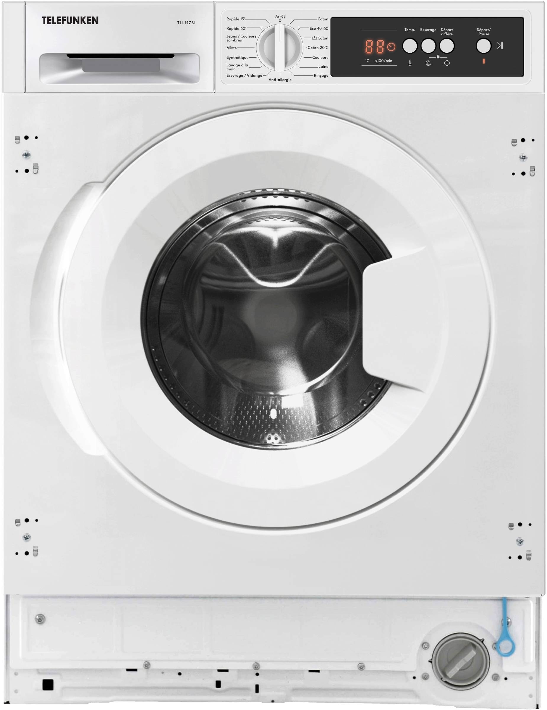 Lave linge encastrable TELEFUNKEN TLL147BI, 7 kg, 15 programmes, 1400 ...