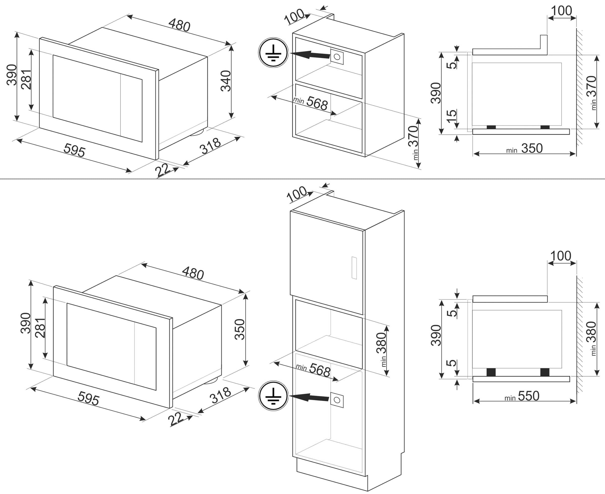 Micro ondes Grill Encastrable SMEG FMI320X2, 20 litres, Gril, Niche de ...
