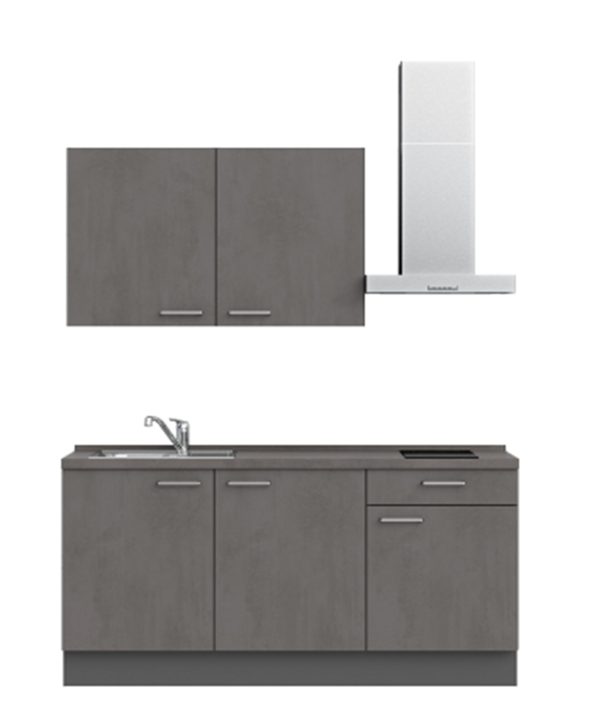 Pack Cuisine CONCEPT1 ASTUCIO BETON GRIS DROITE - 180CM Pas Cher ...