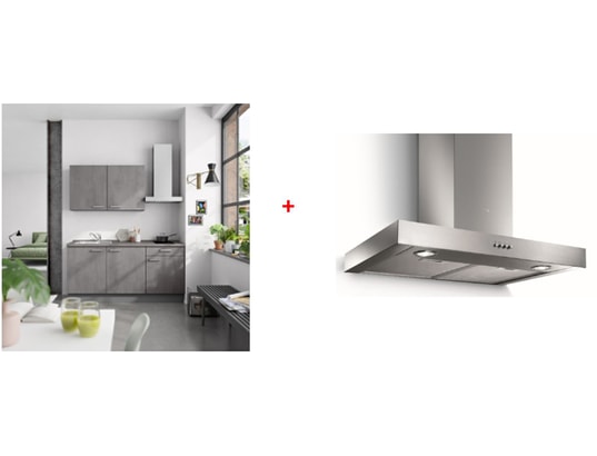 Pack Cuisine UB DESIGN Cuisine Astucio D gris+hotte+domino induction ...