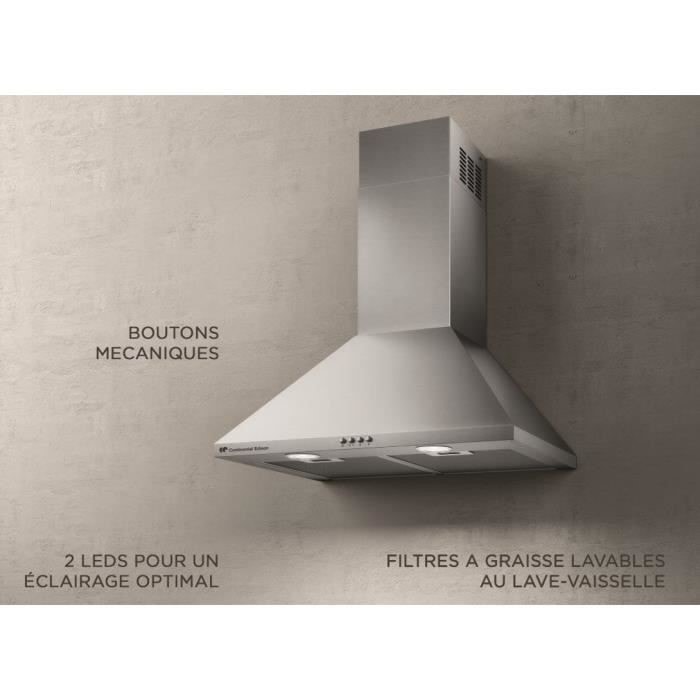 Hotte pyramide continental edison cehp6060s - 60 cm CONTINENTAL EDISON Pas Cher - UBALDI.com