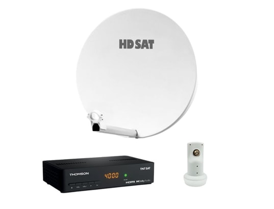 Pack parabole satellite fibre composite blanche 60cm + lnb single + décodeur satellite hd tntsat ...