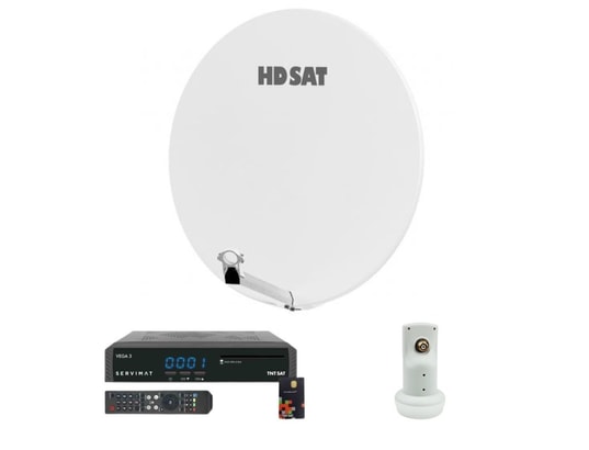Pack parabole satellite fibre composite blanche 85cm + lnb single + vega 3 récepteur tv ...