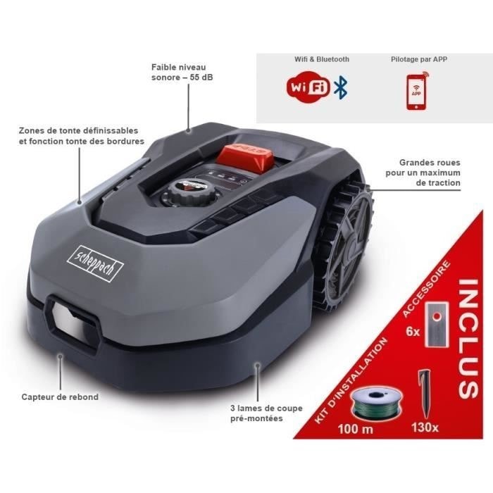 Robot tondeuse connecté 400m2 scheppach robocut l500 avec st SCHEPPACH ...