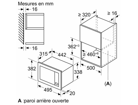 Micro ondes Encastrable BOSCH BFL523MB3F, Série 2, Largeur 49.5 cm. Pas ...