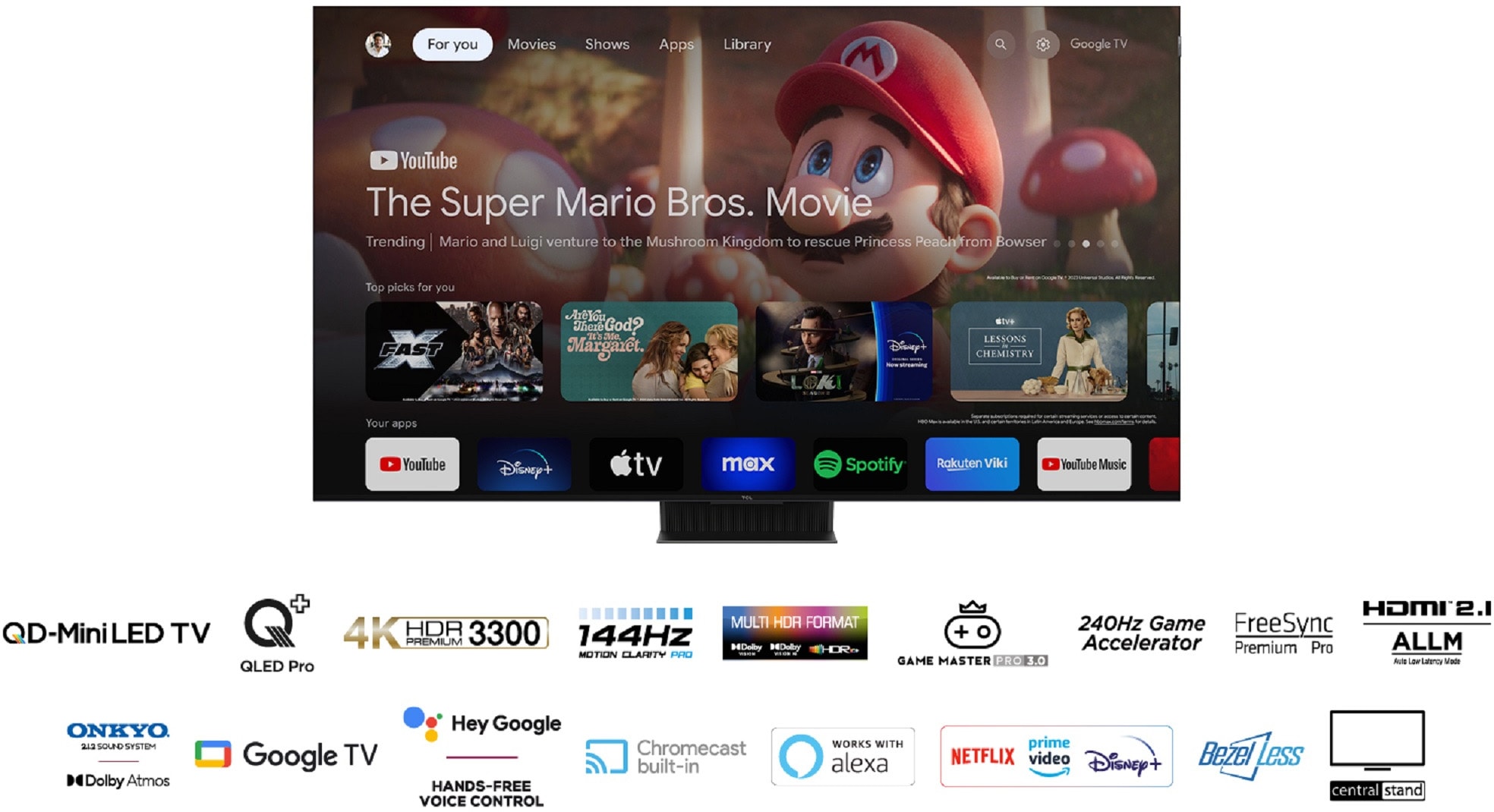 TCL TV TCL 4K QD-Mini LED 75C855 GOOGLE TV - TV Mini LED 4K 189 cm ...