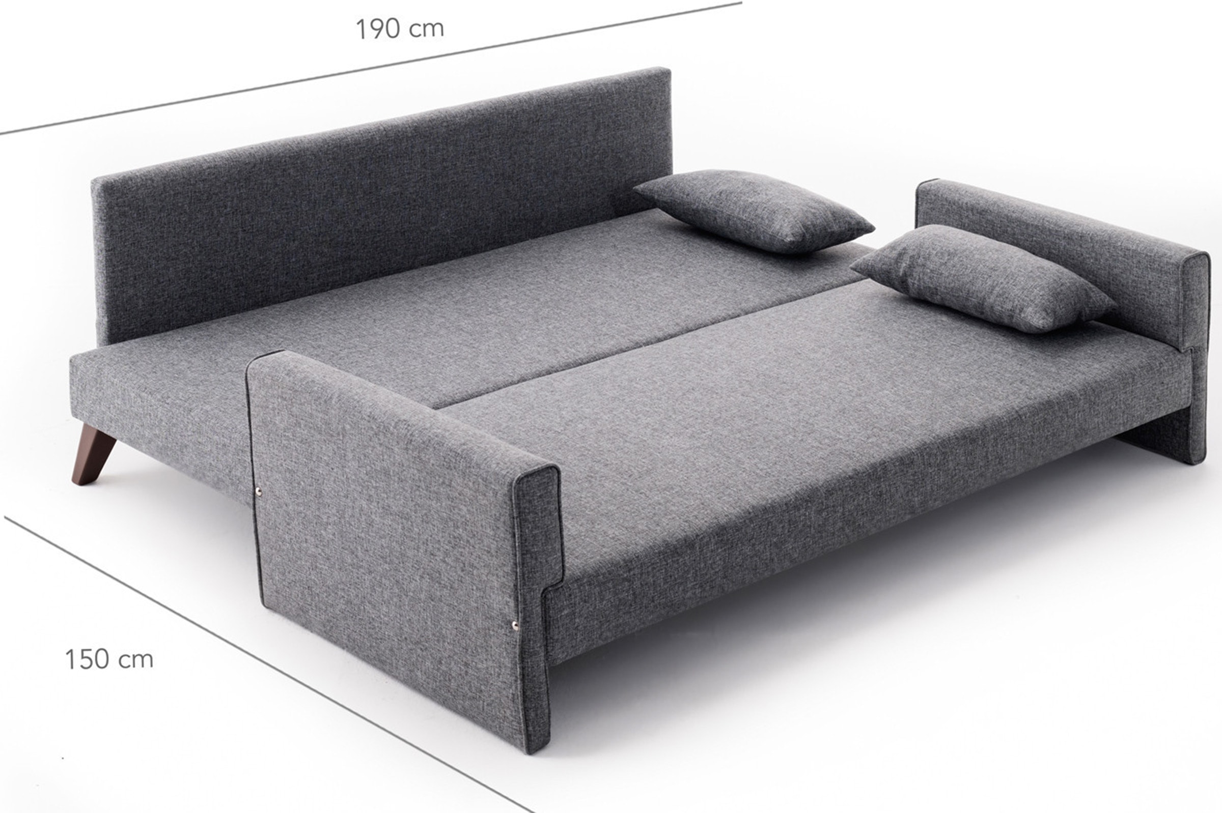 Canapé lit CONCEPT1 Bella 3 places gris 208 x 81 x h85 Pas Cher - UBALDI.com