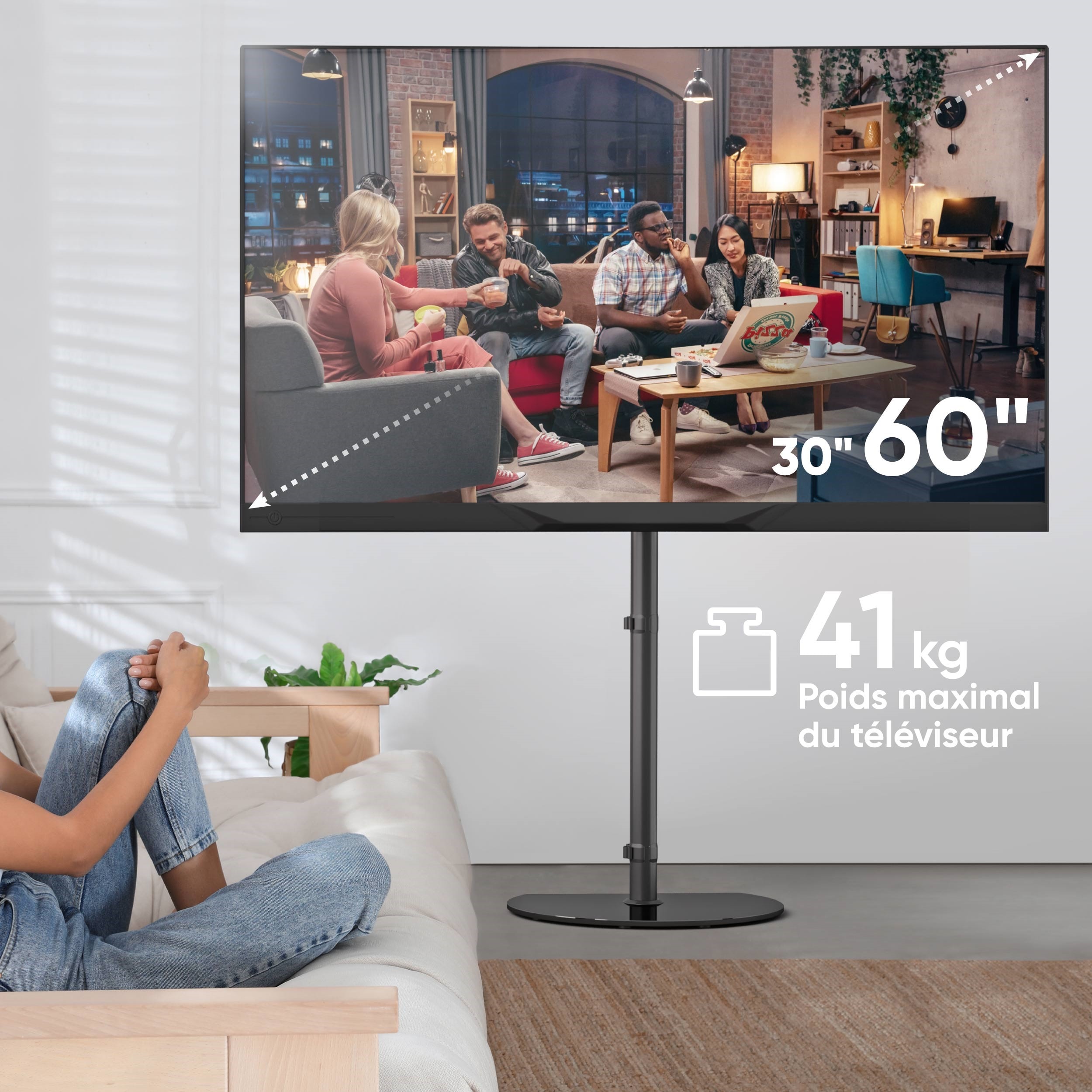 Support tv sur pied 30-60 poids 41 kg pivotant ts5060-b ONKRON Pas Cher ...