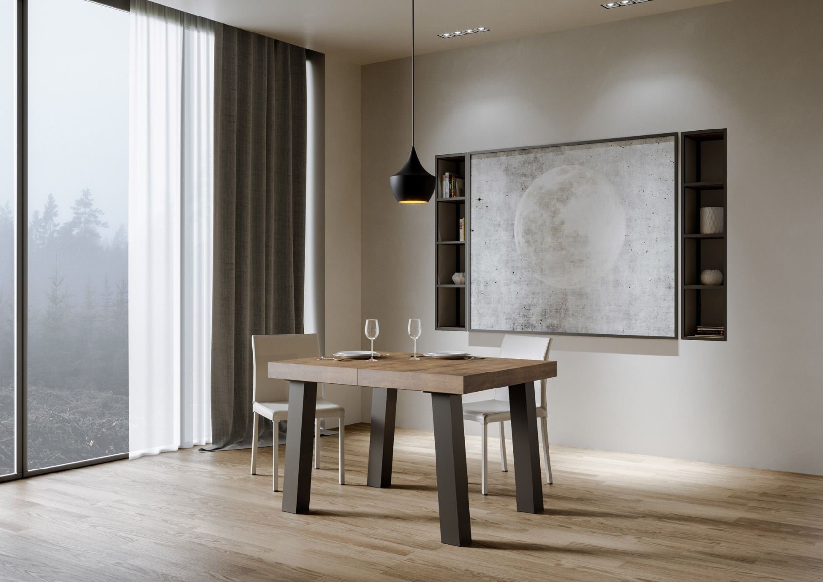 Table extensible bridge 130/234x90cm noyer ITAMOBY Pas Cher - UBALDI.com