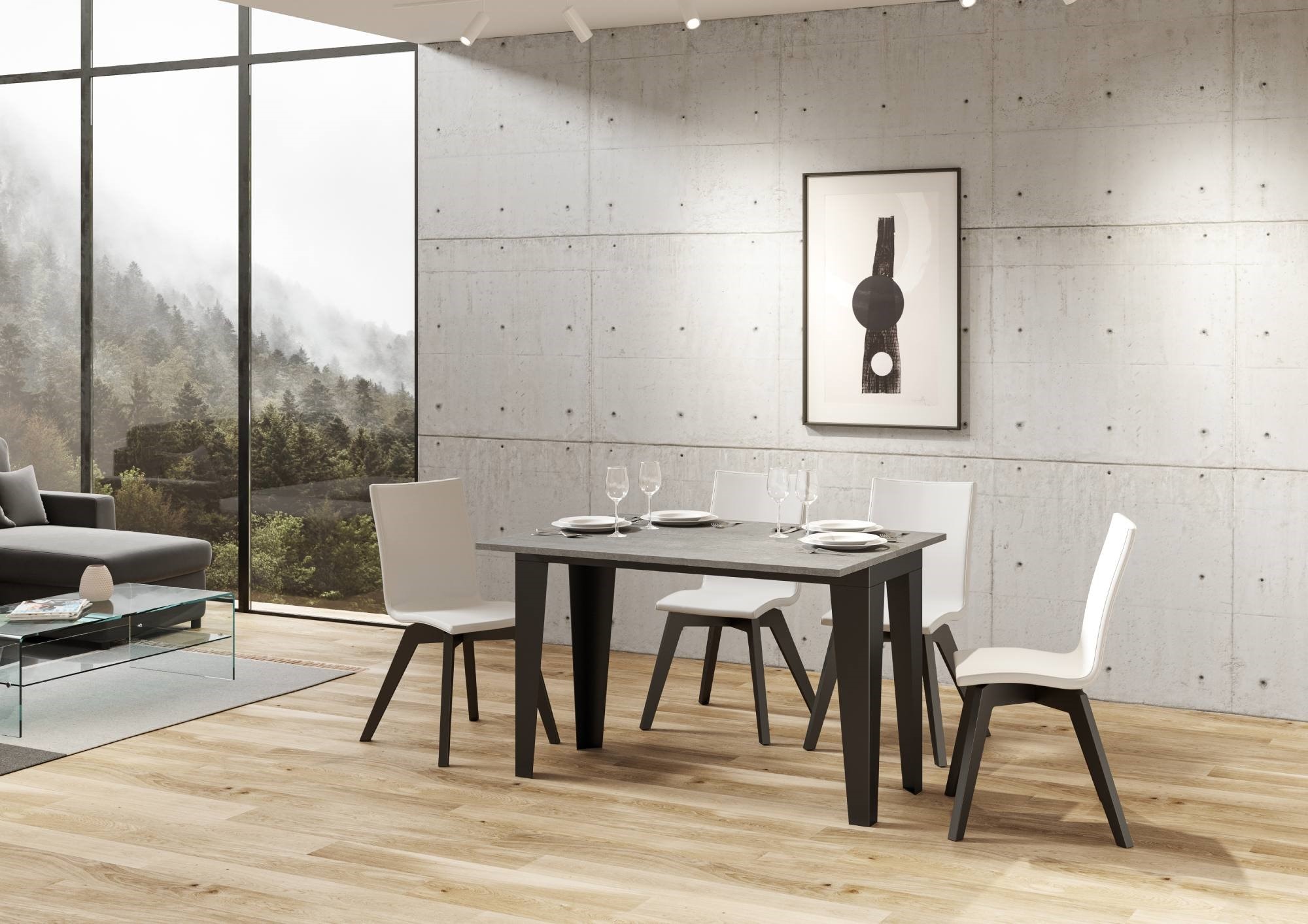 Table extensible flame double 120/200x45/90cm gris béton ITAMOBY Pas Cher - UBALDI.com