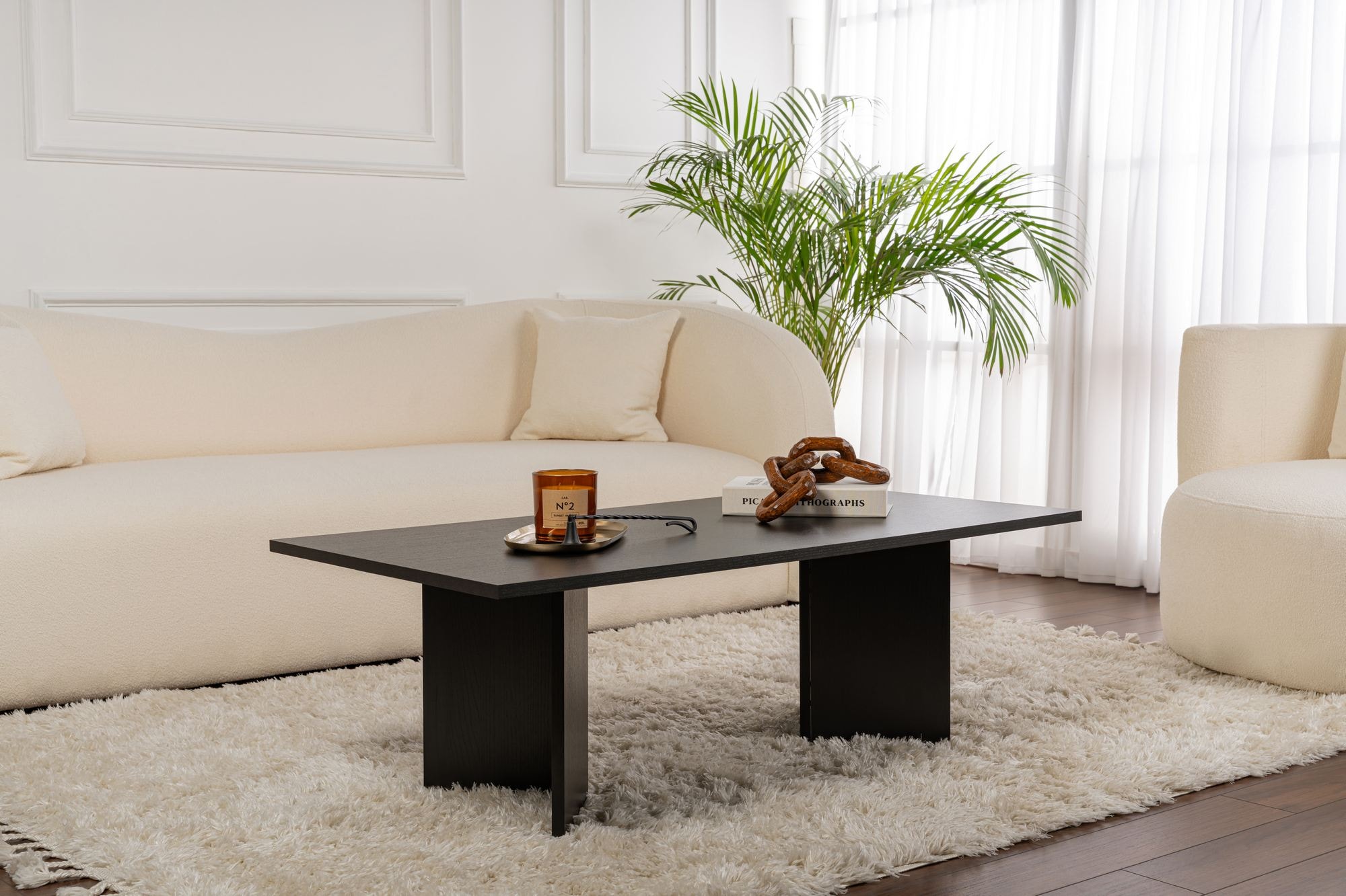 Table basse CONCEPT1 Sabin Bois noir 119 x 60 x h40cm Pas Cher - UBALDI.com