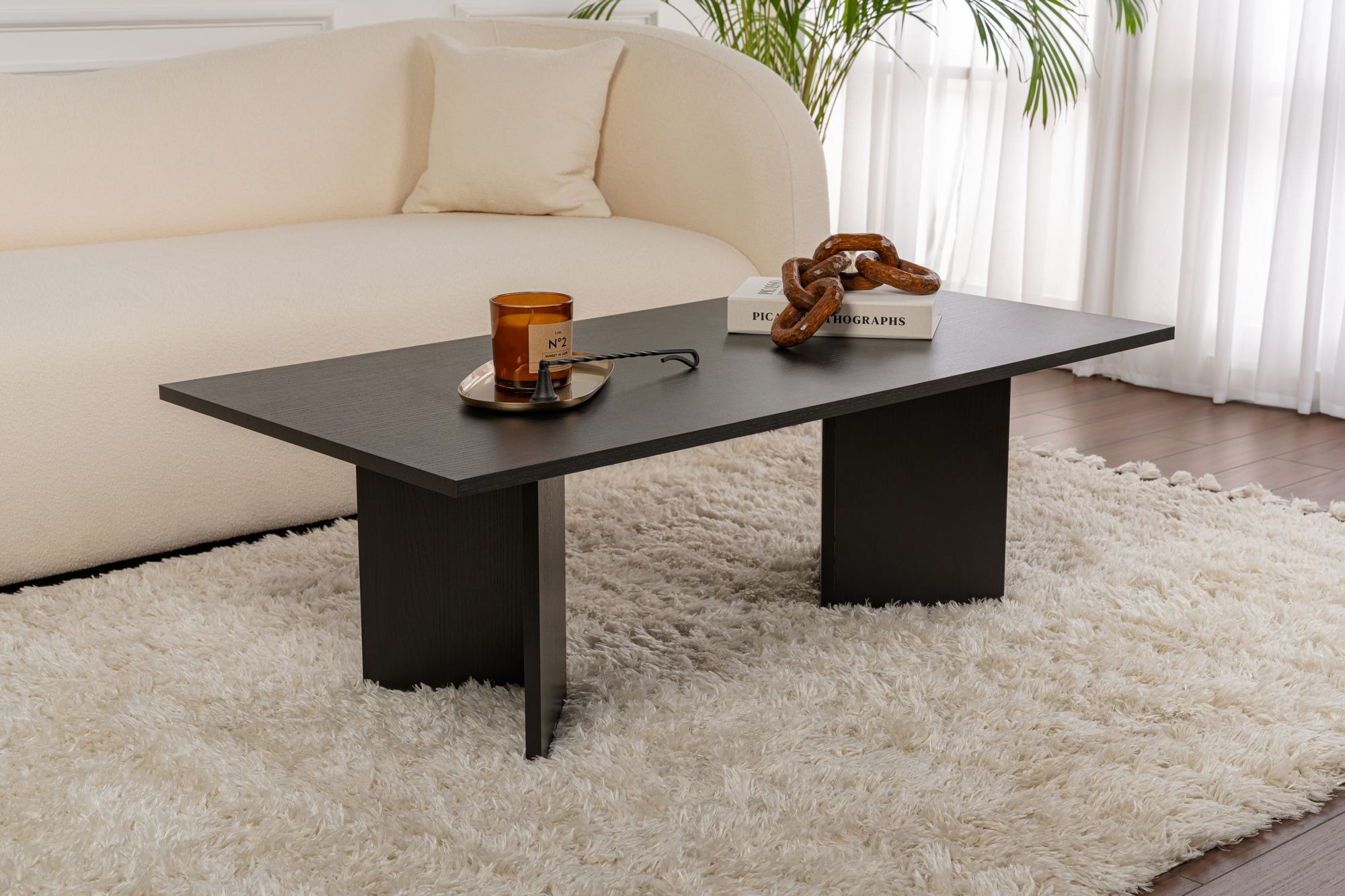 Table basse CONCEPT1 Sabin Bois noir 119 x 60 x h40cm Pas Cher - UBALDI.com