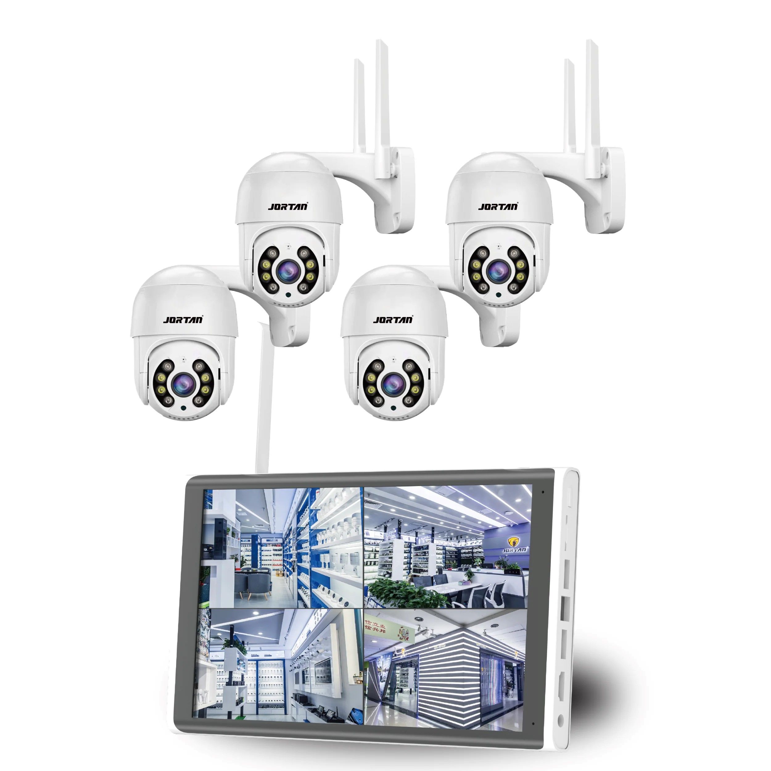 Kit surveillance 1.2mp détection humaine x4 écran JORTAN TECH Pas Cher ...