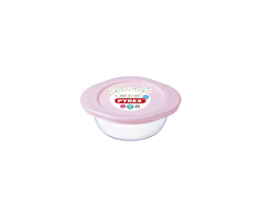 Plat rond avec couvercle rose 15 cm PYREX